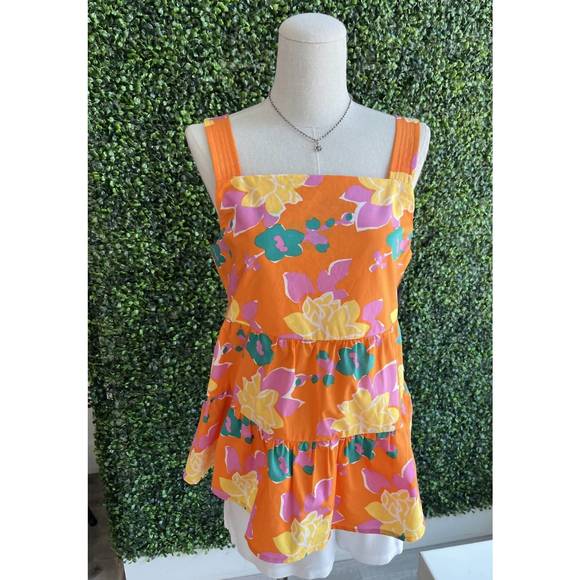 THML | Tops | New Thml Flower Prt Tank Top In Rust | Poshmark